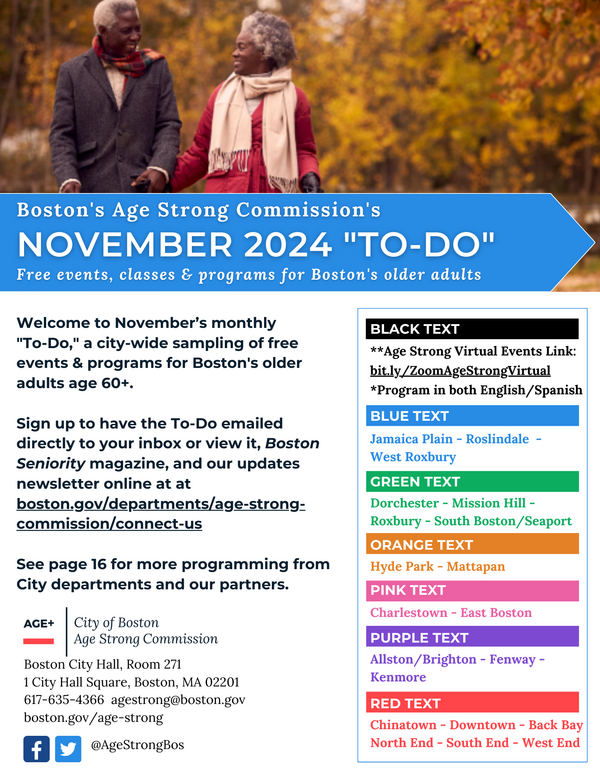 Age Strong Commission Monthly To-Do | Boston.gov